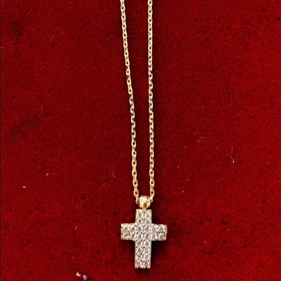 Jewelry | 1k Yellow Gold Cross Diamond Pendant Chain | Poshmark